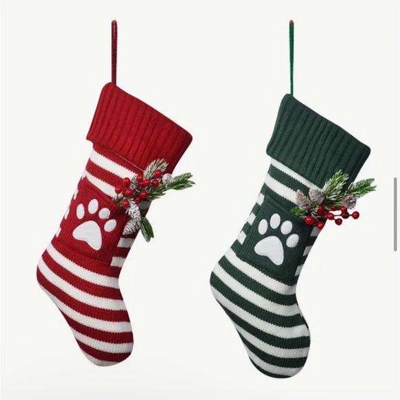 Paww Prints | Holiday | New Large Festive Striped Christmas Paw Print ...